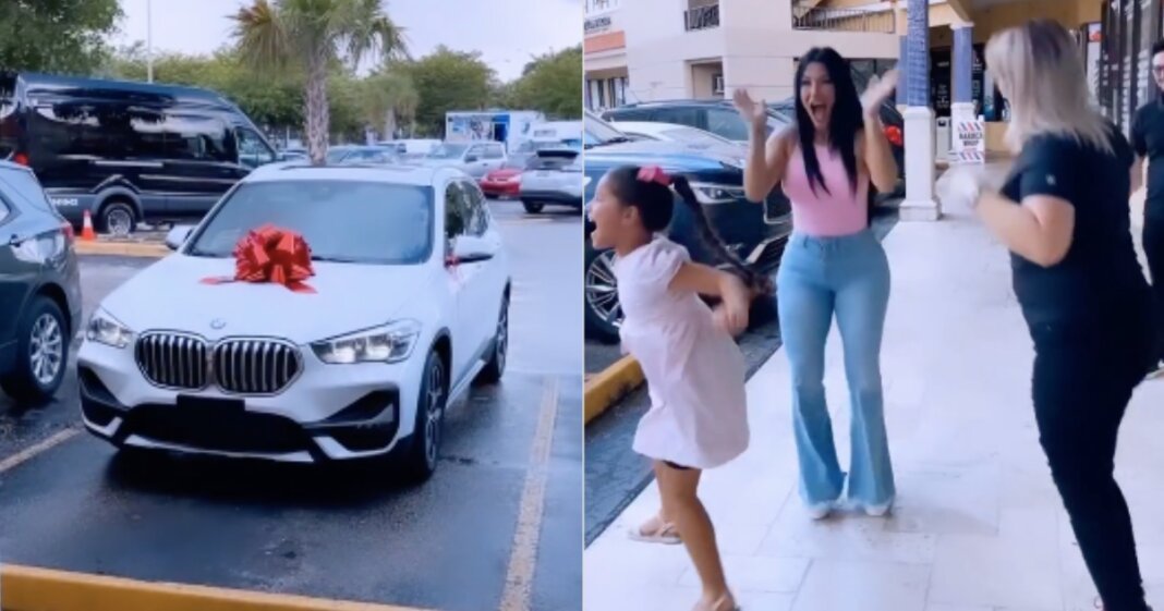 Pareja de Heydy González la sorprende regalándole un auto