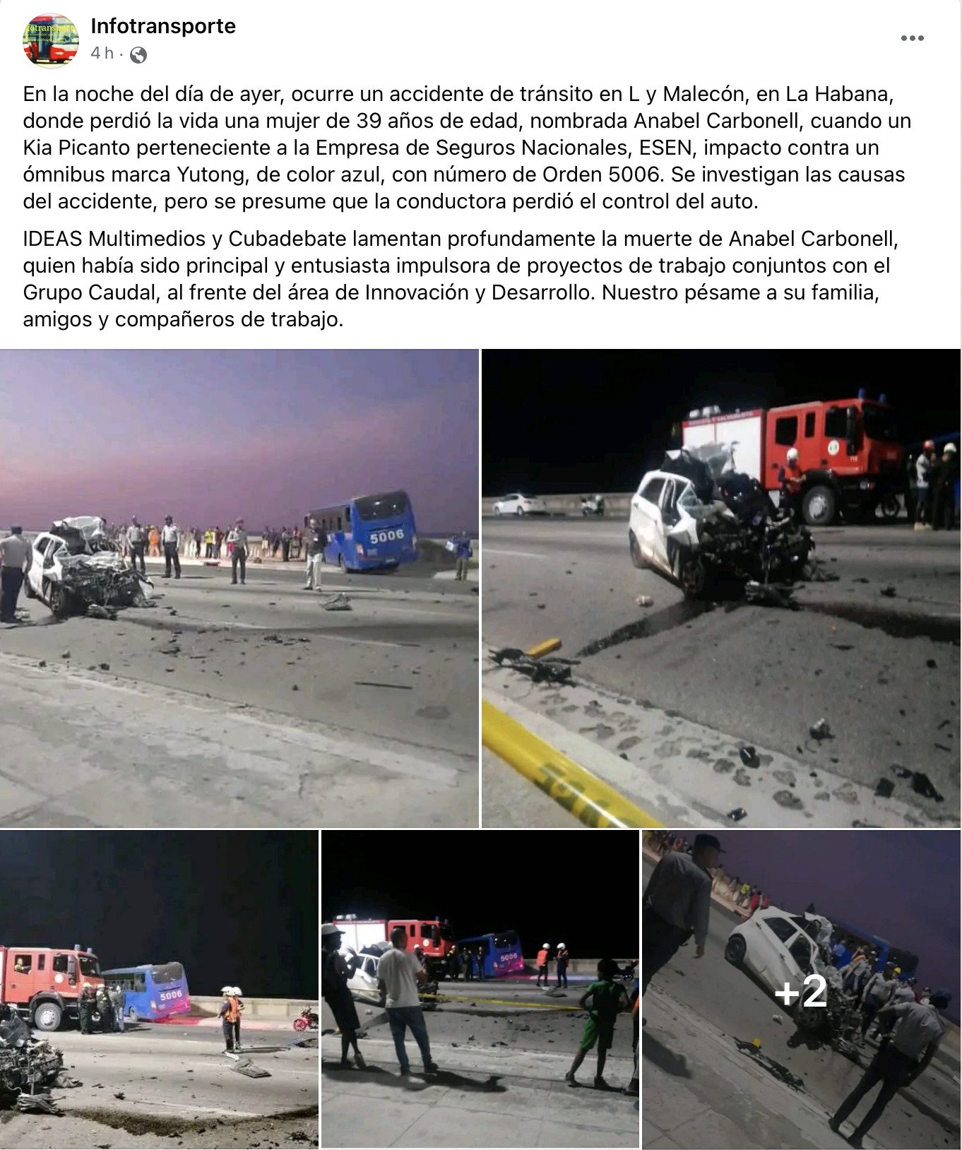 Una Mujer Fallecida Tras Accidente De Tránsito En El Malecón De La Habana