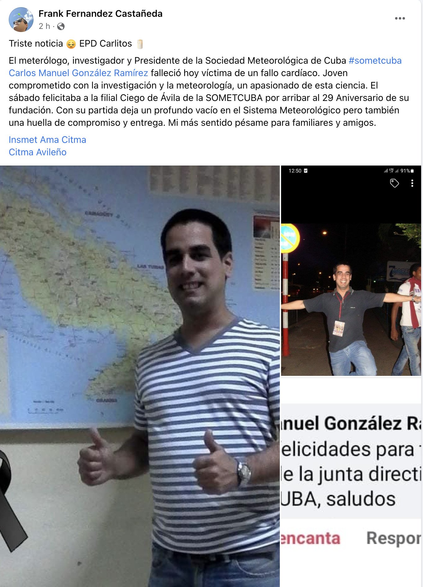 Fallece el joven meteorólogo cubano Carlos Manuel González Ramírez